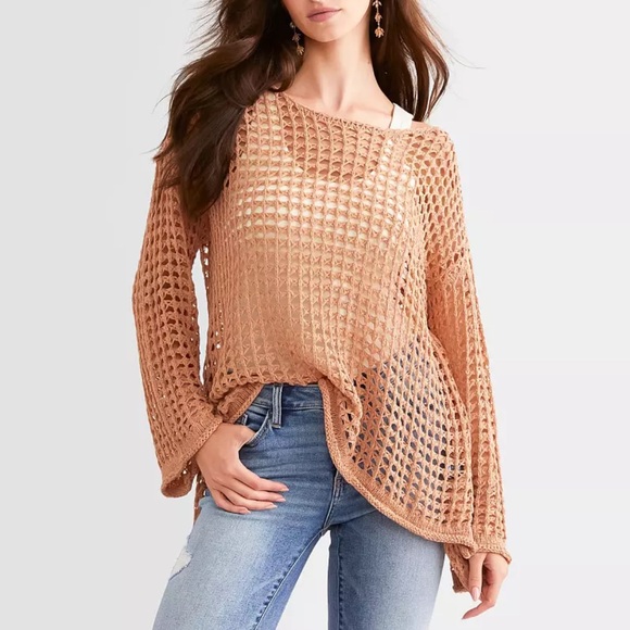 POL | Tops | New Pol Tape Yarn Open Weave Cover Up Top | Poshmark